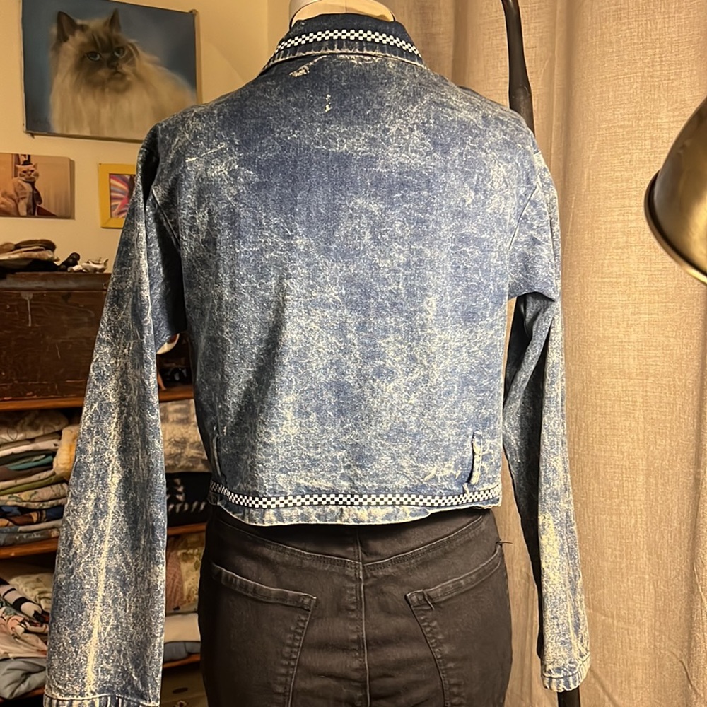 Acid Wash 80’s Fly Girl Cropped Denim Jacket - Gem